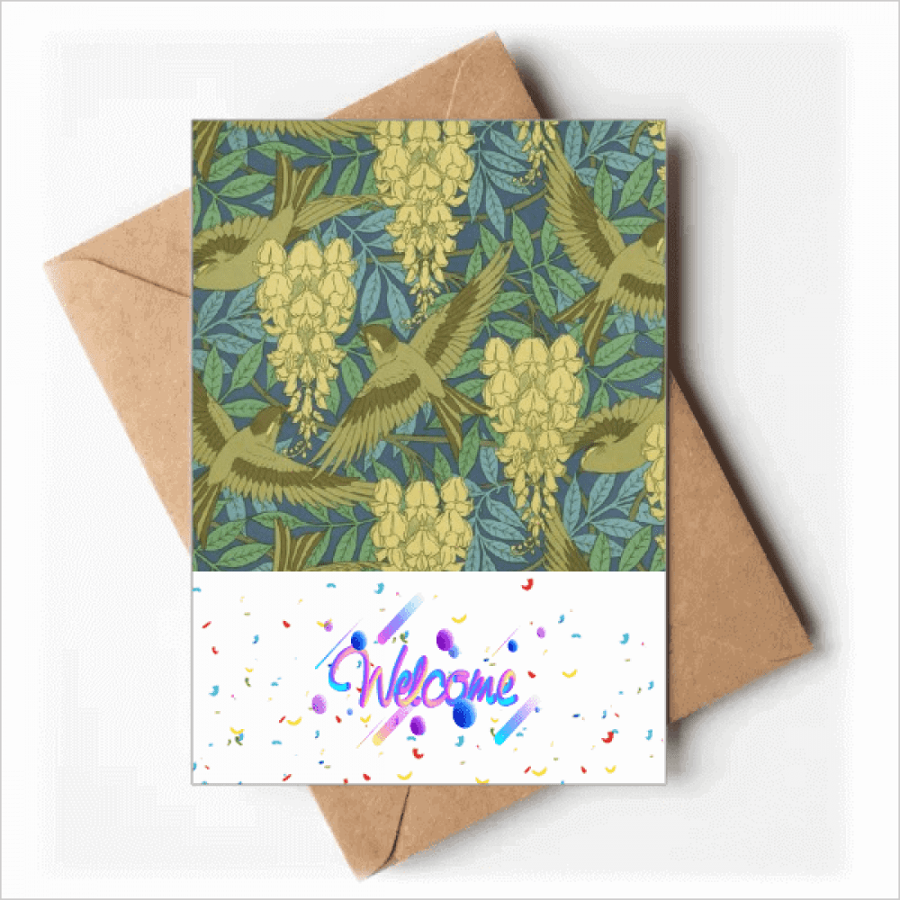 japanese ukiyoe pattern flowers birds Welcome Back Greeting Cards ...