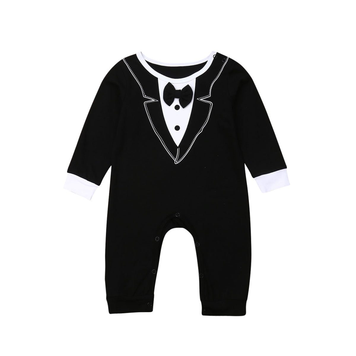 jaweiw Baby Boy Gentleman Shirt Bowtie Romper Tuxedo Jumpsuit Overall ...