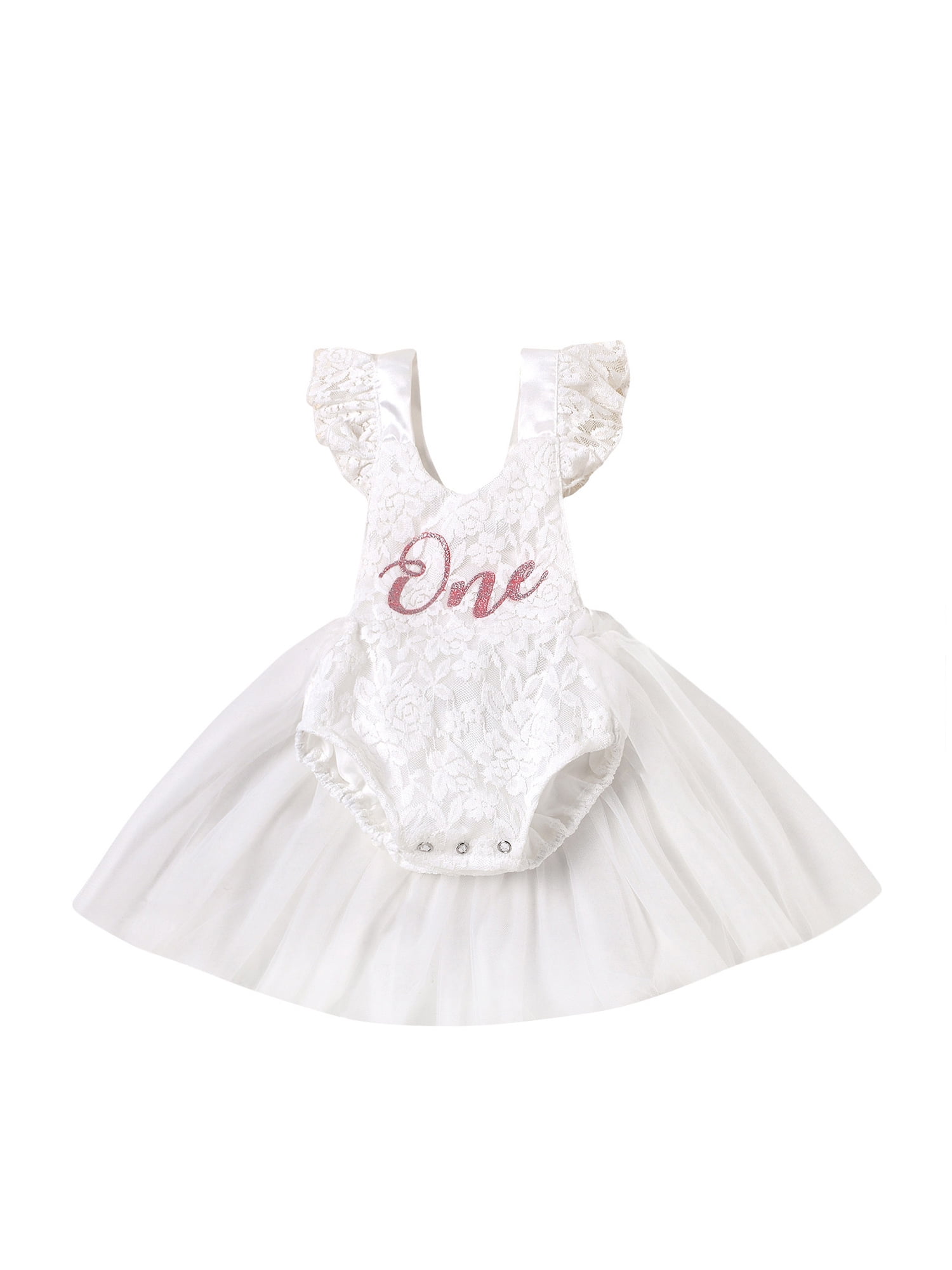 jaweiw Baby Girl 1st Birthday Outfit Lace Tulle Romper Princess Tutu ...
