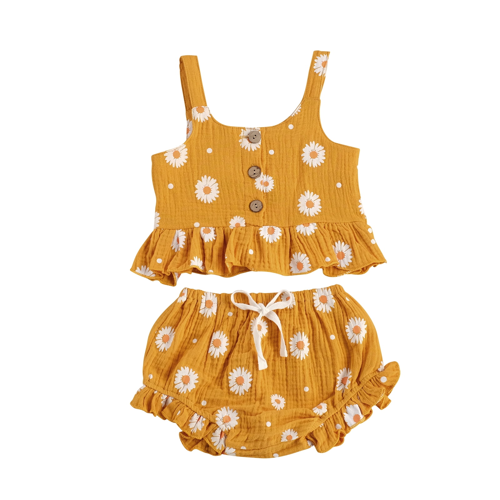 jaweiw Baby Girl’s Daisy Flower Printed 2Pcs Clothes Suit, Sleeveless ...