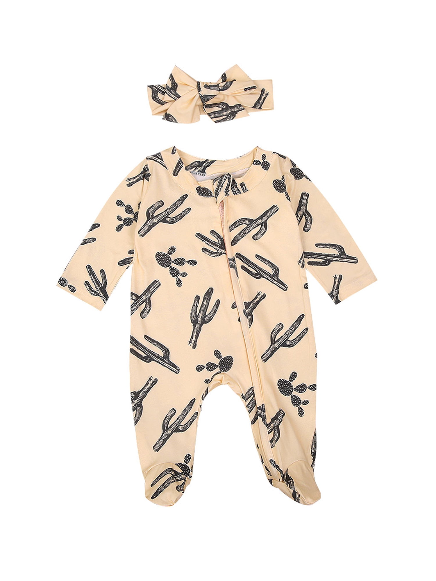 jaweiw Baby Girls Cactus Footies Pajamas Newborn Zip Up Onesie Sleeper ...