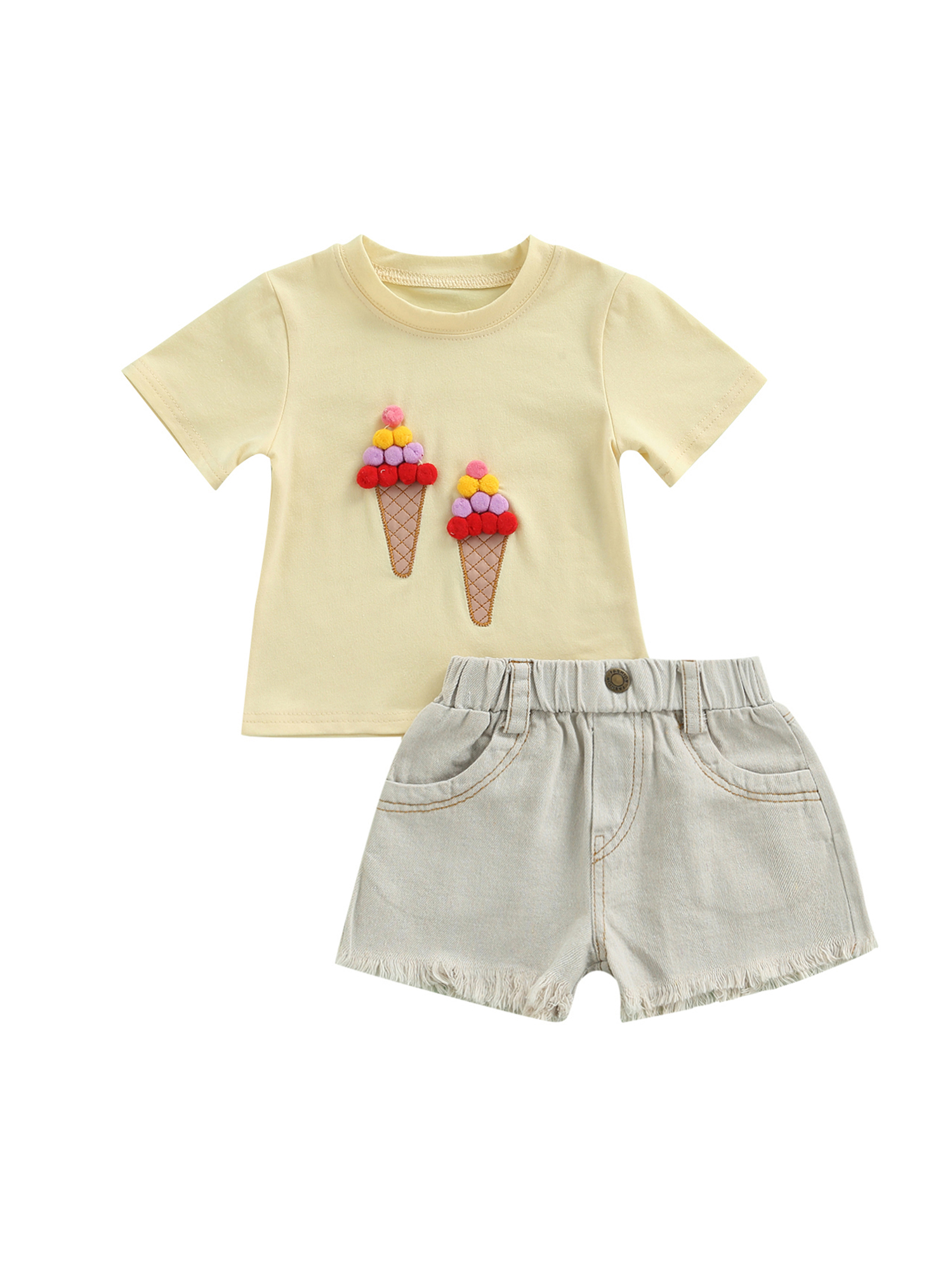 jaweiw Baby Kid Girls Summer Clothes Set, 3D Ice Cream Short Sleeve T-shirt with Denim Shorts ...