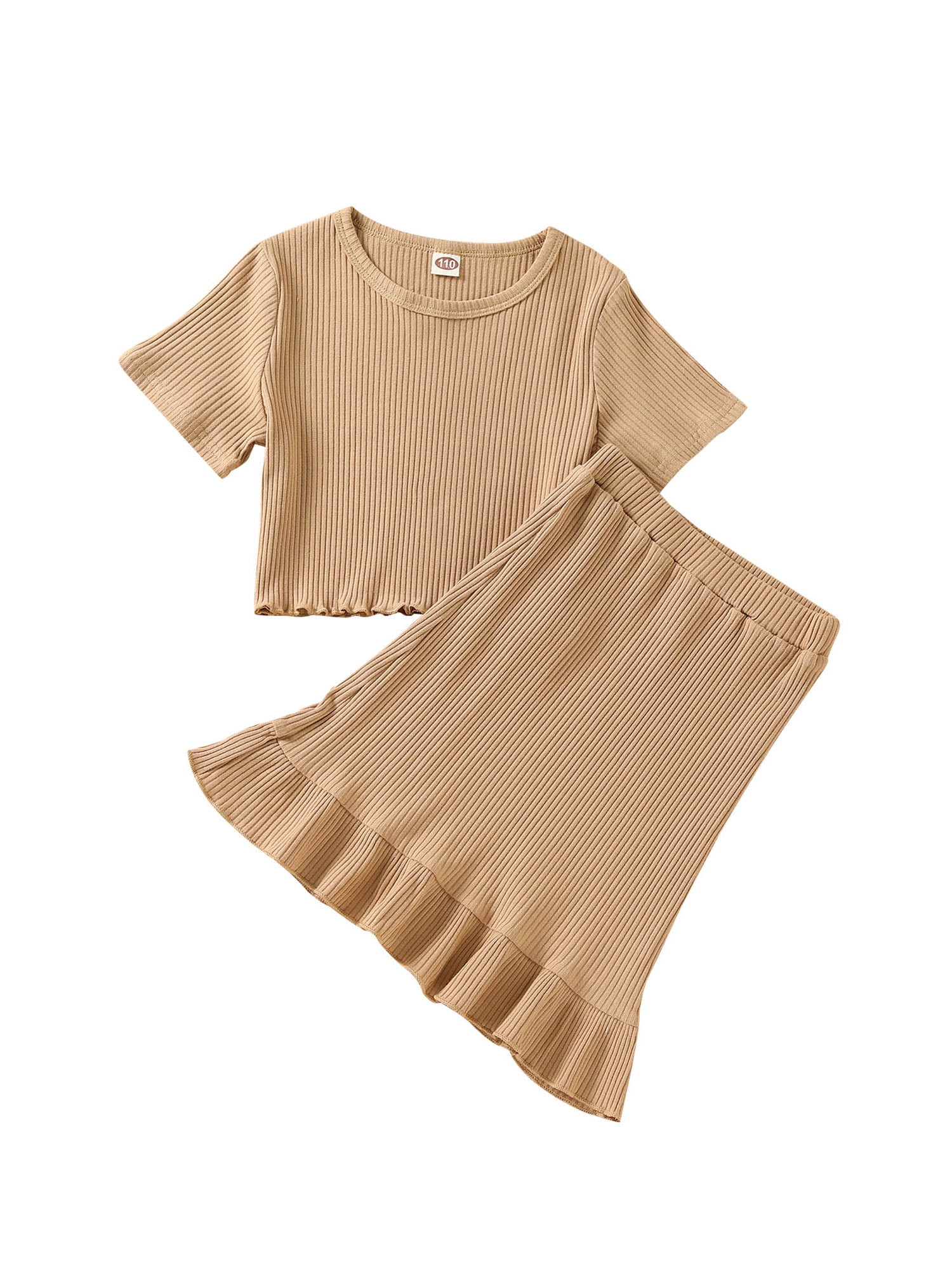 jaweiw Little Girl’s Outfits Set Two Piece Fashion Solid Color Short ...