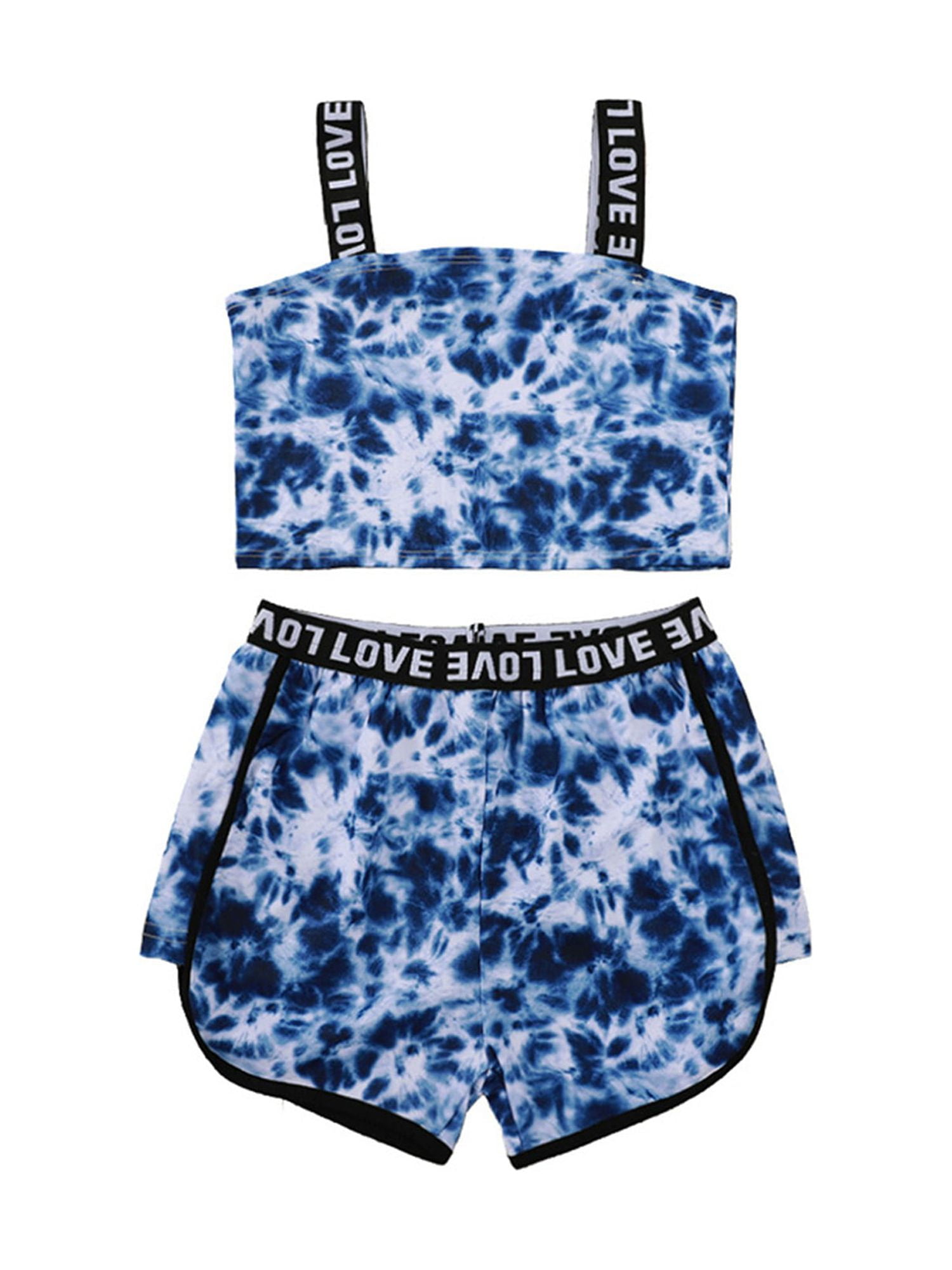 jaweiw Little Girl's Two-piece Clothes Set, Letter Print Sleeveless ...