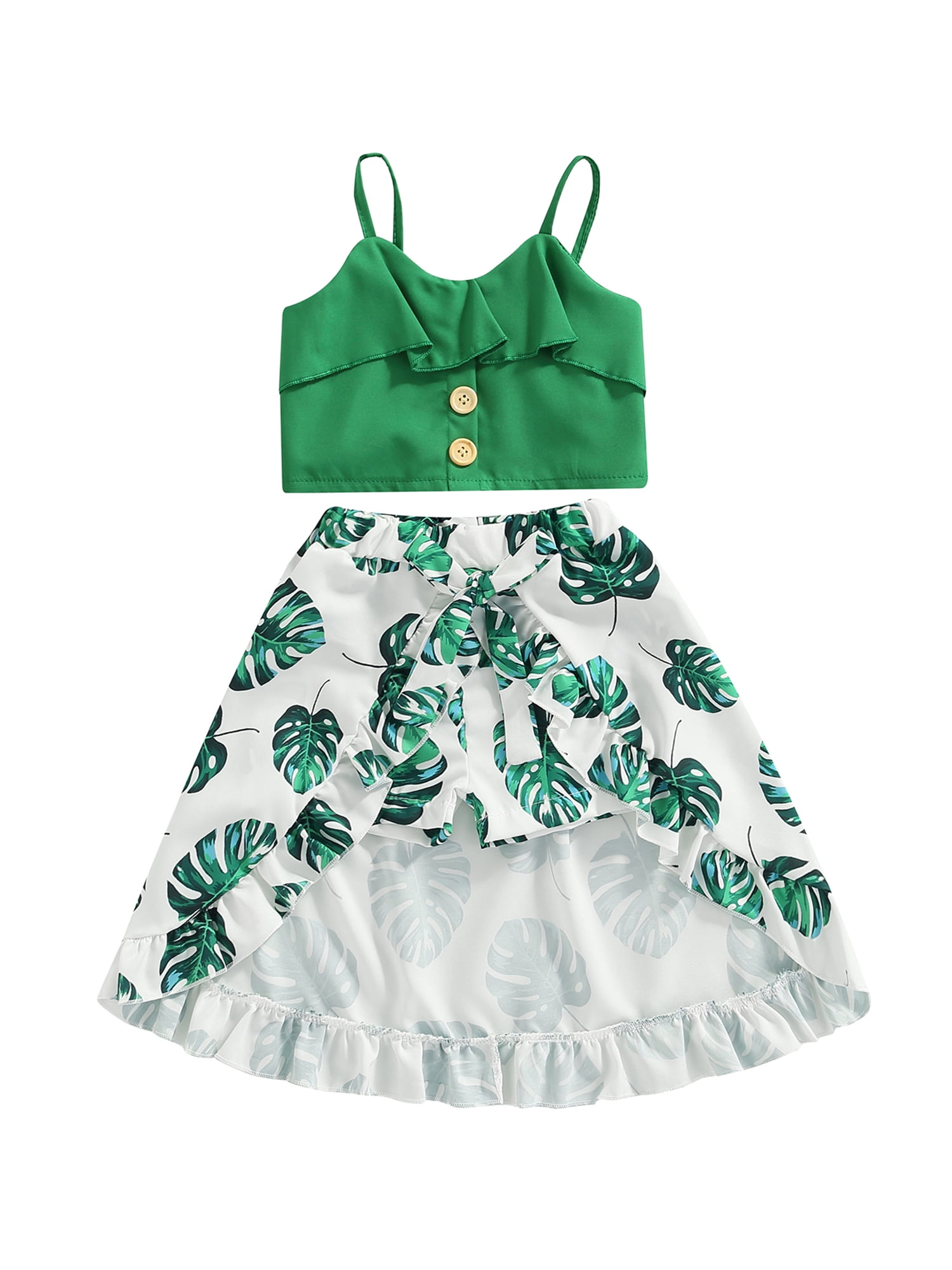 jaweiw Little Girls Two Pieces Clothes Outfit Set, Spaghetti Strap ...