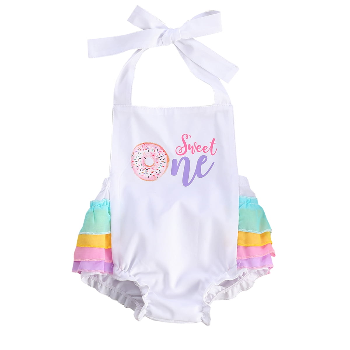 jaweiw Newborn Baby Girl Cotton Romper, Ruffled Sleeveless Halter ...