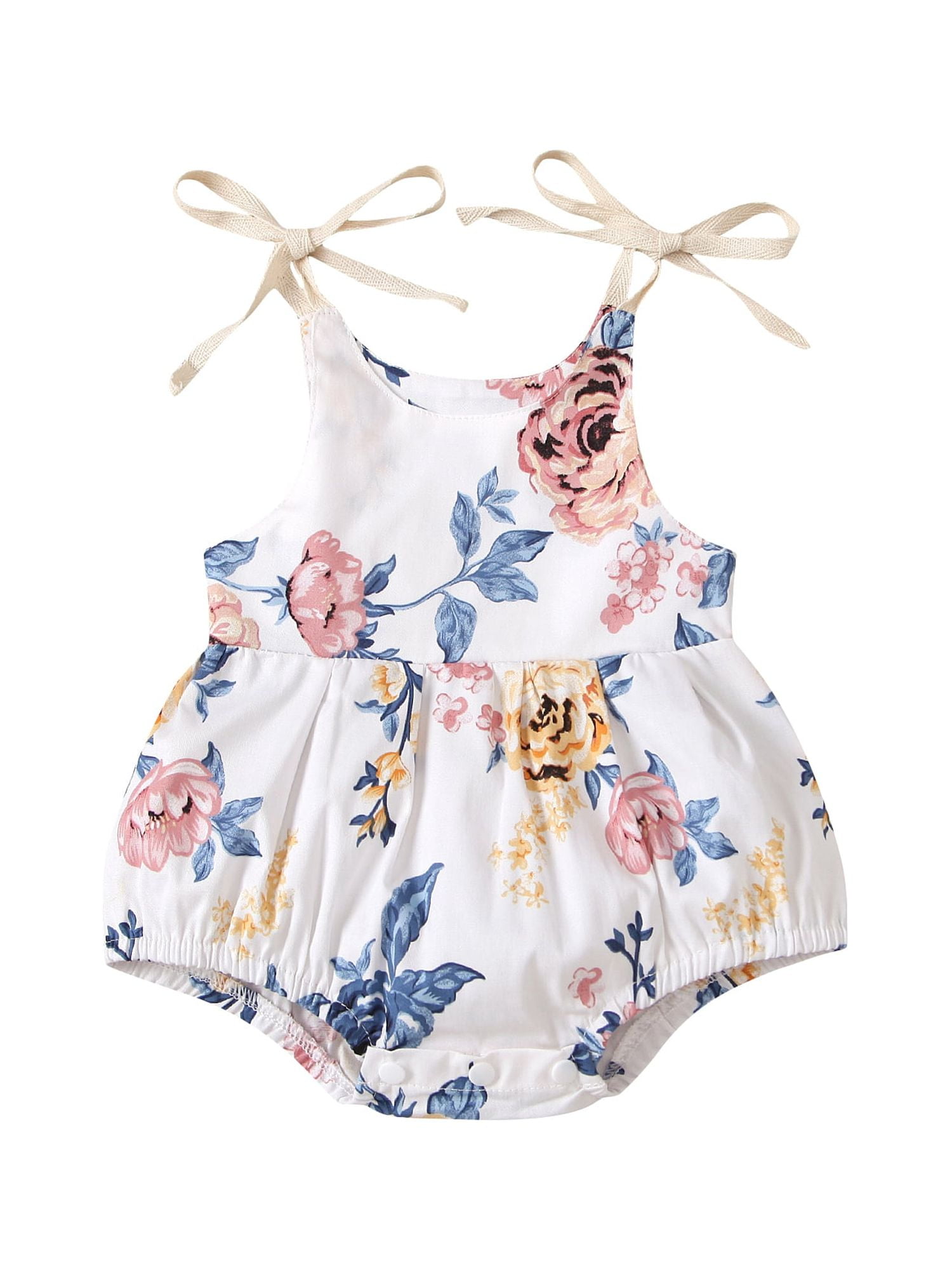 jaweiw Newborn Baby Girls Spaghetti Strap Rompers Floral Print Backless ...