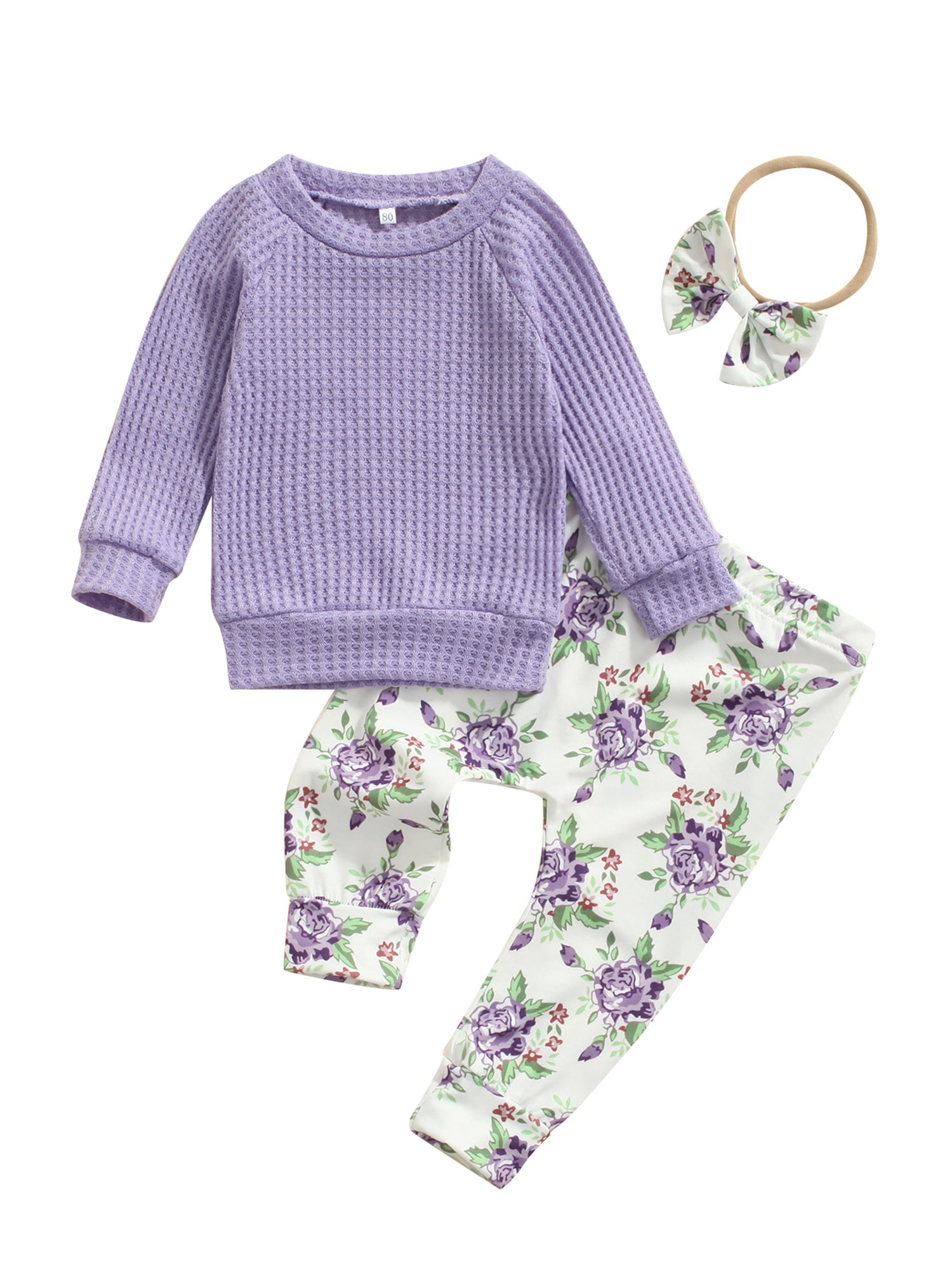 jaweiw Size 0 6 12 18 24 Months Baby Girl Clothes Set Solid Color Long ...
