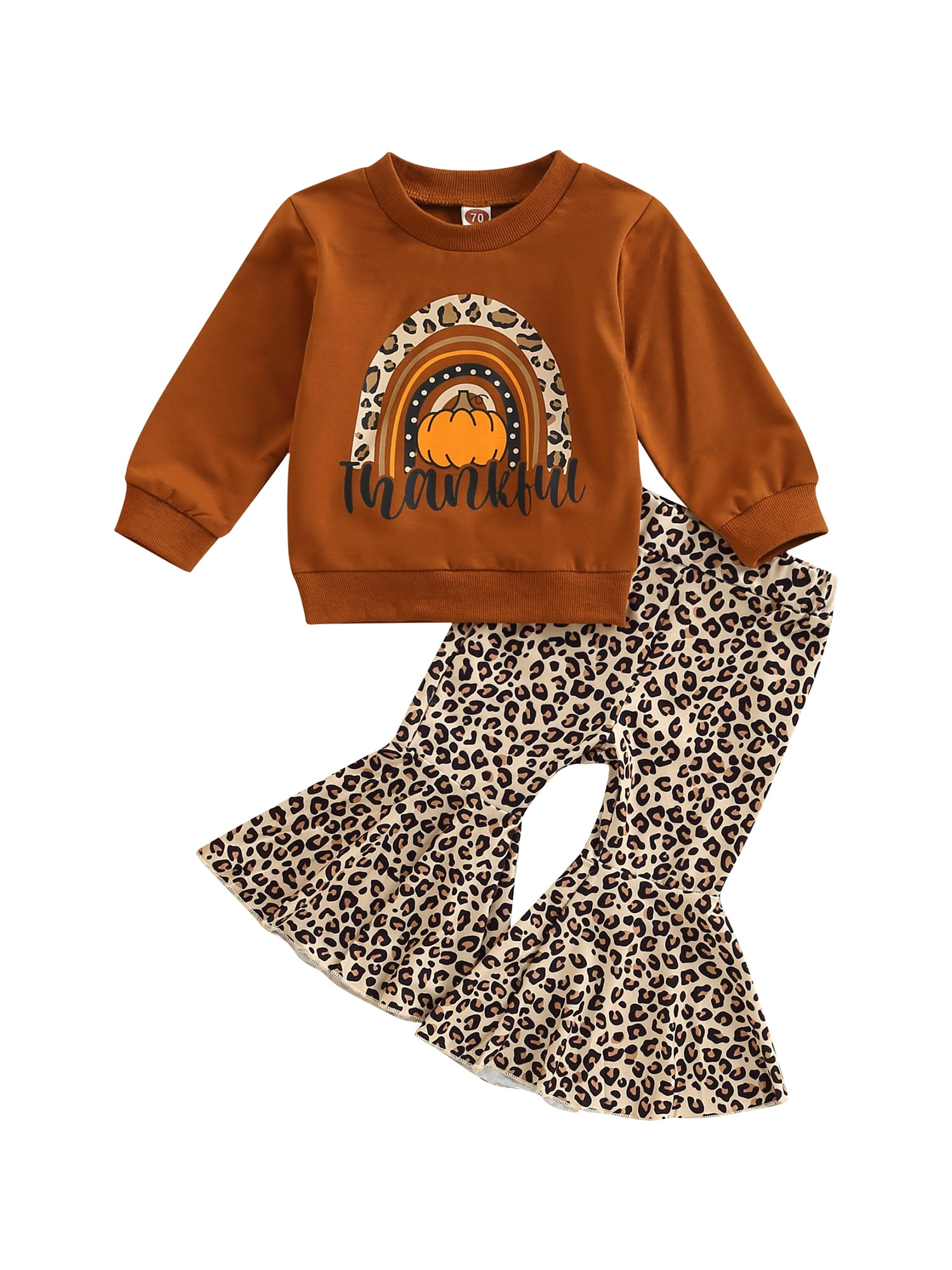 jaweiwi Kids Girls Fall Outfits Set Rainbow Pumpkin Letter Print Long Sleeve Sweatshirt Tops and ...