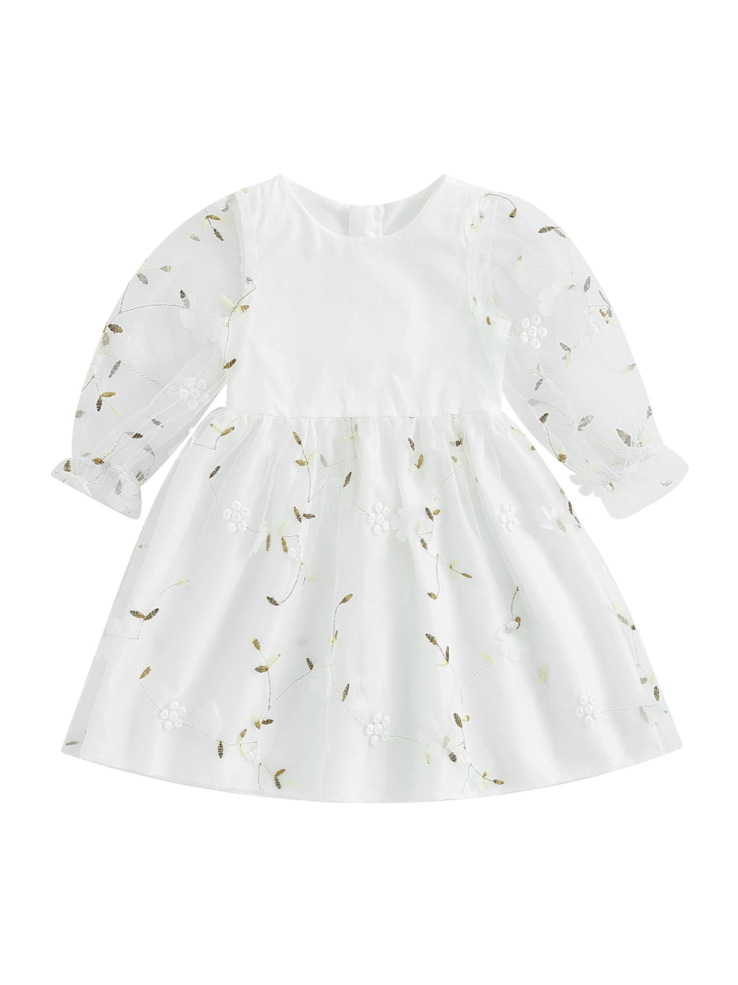 jaweiwi Kids Little Girls Dresses 3T 4T 5T 6T 7T Flower Embroidery Crew ...