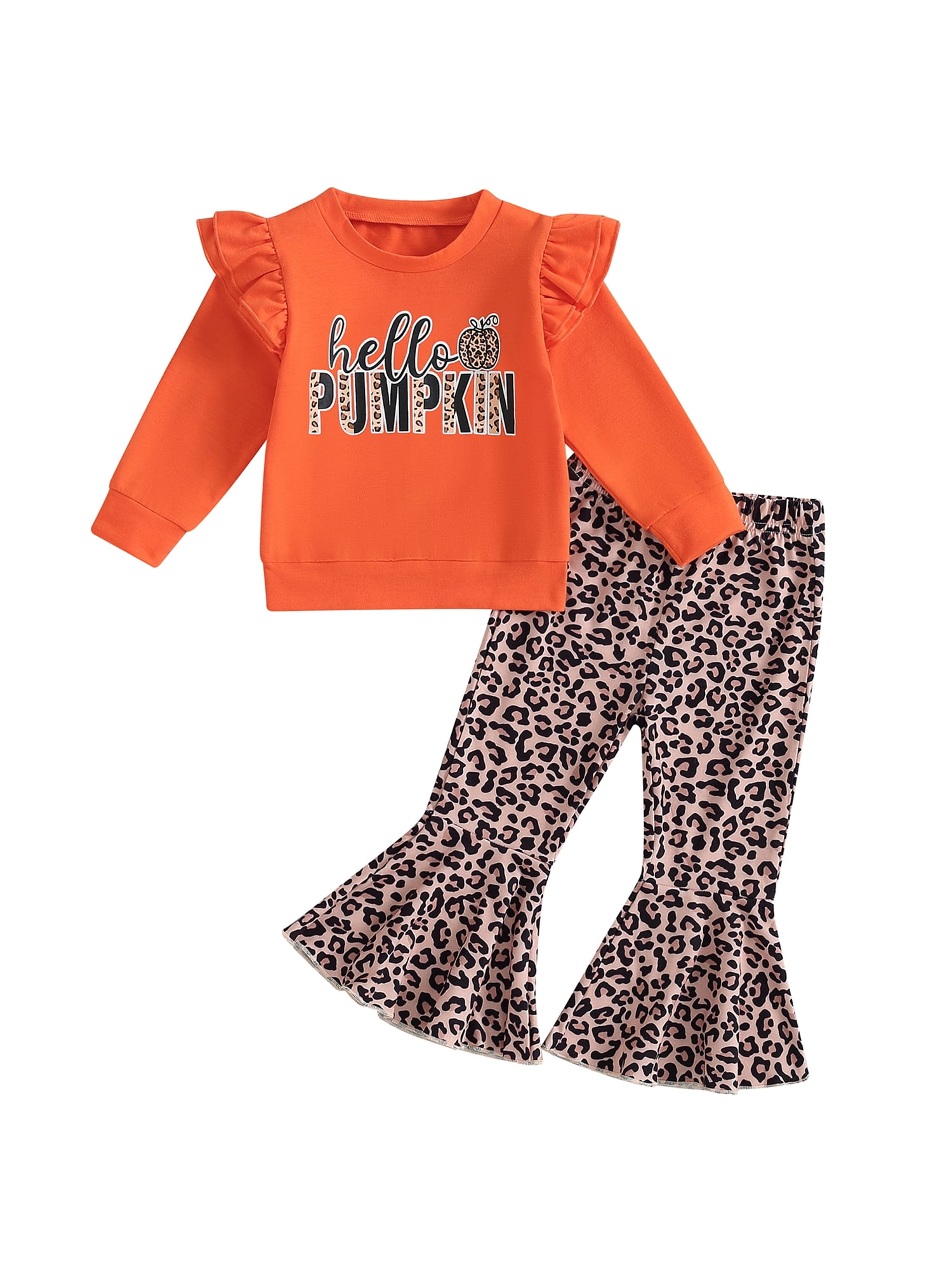 jaweiwi Kids Little Girls Fall Halloween Outfits 12M 24M 2T 3T 4T 5T 6T Letter Pumpkin Print ...