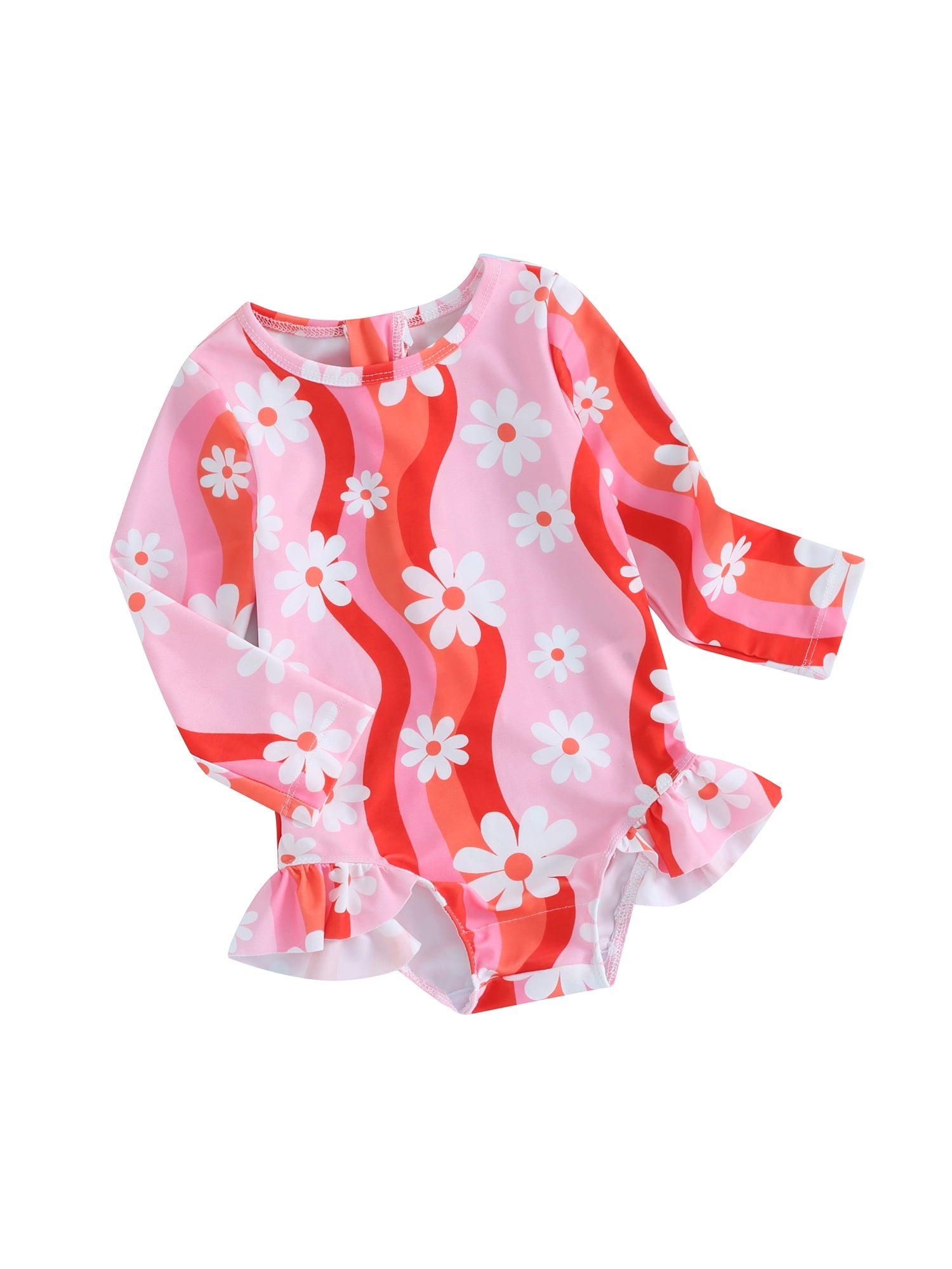 jaweiwi Kids Little Girls Rash Guard Swimsuit Rompers 1 2 3 4 5 6 Years Long Sleeve Daisy Print ...