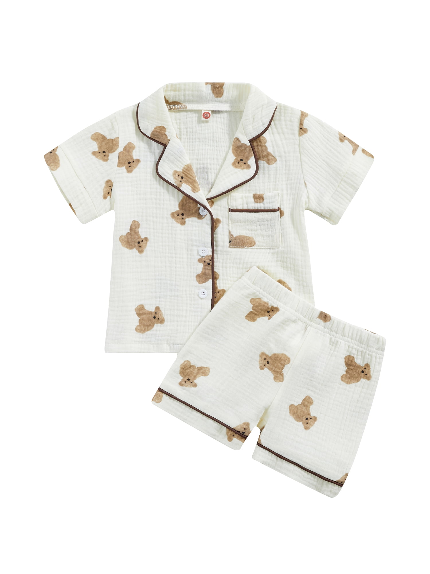 jaweiwi Kids Sleepwear for Girls Boys Loungewear Cartoon Bear Print ...