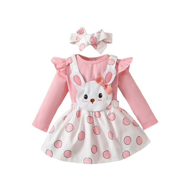 jaweiwi Newborn Baby Girl Pink Bunny Outfit Long Sleeve Romper Rabbit ...