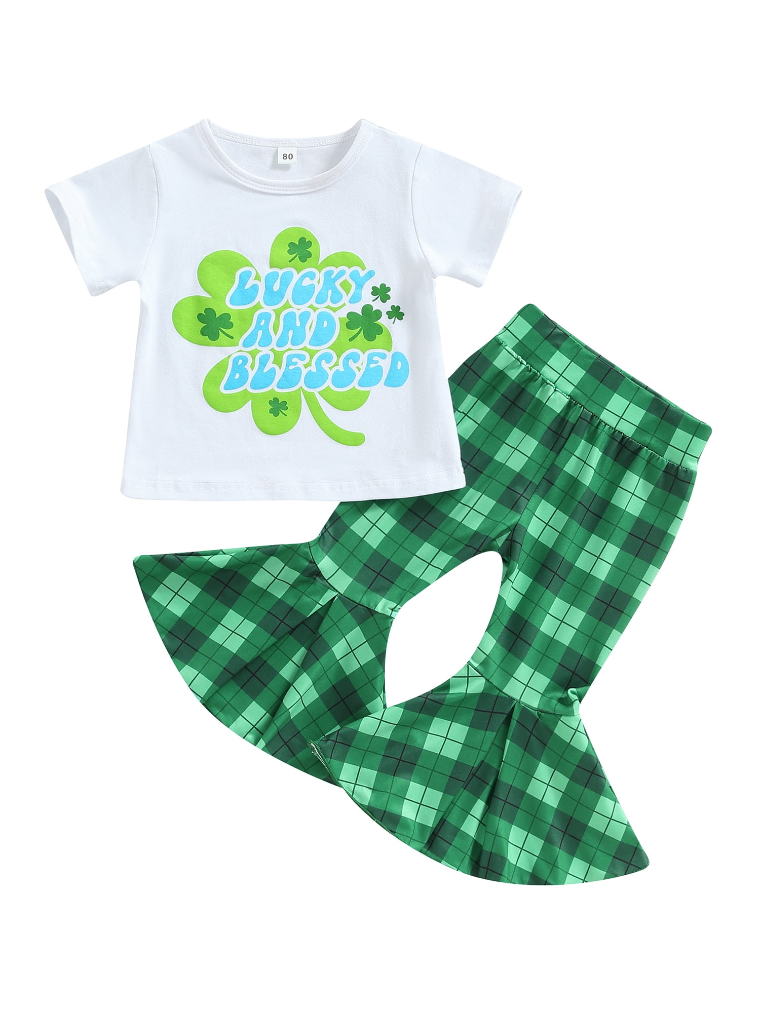 jaweiwi St. Patrick's Day Toddler Girls Summer Outfit Sets White Short ...