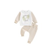 Qiylii Toddler Boys Valentine's Day Outfits 0 6 12 18 24 Months 2T 3T Heart Letter Print Long ...