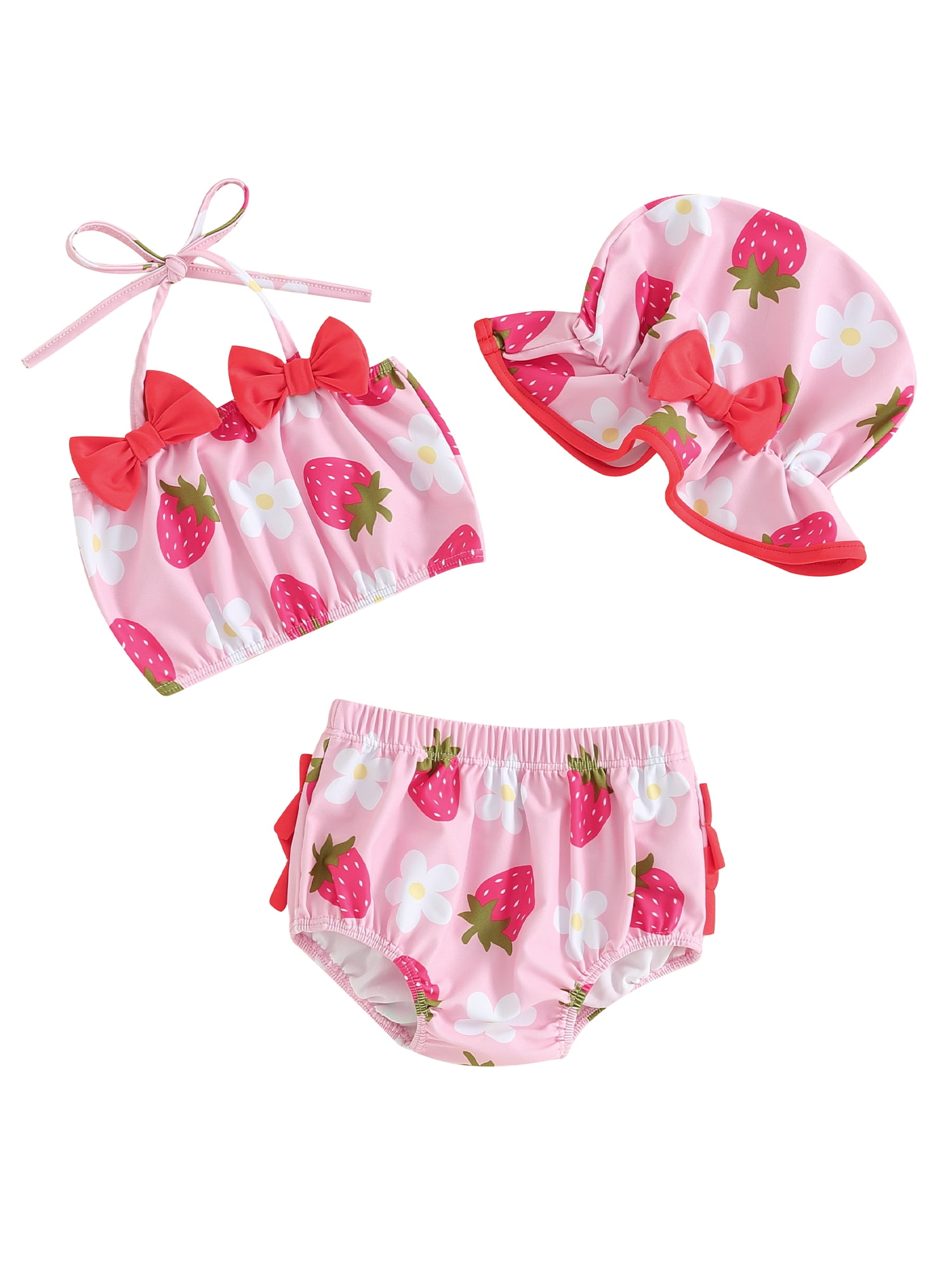 jaweiwi Toddler Baby Girls Swimsuit Bikini Set 0 3 6 12 18 24 Months 2T 3T Strawberry/Mermaid ...