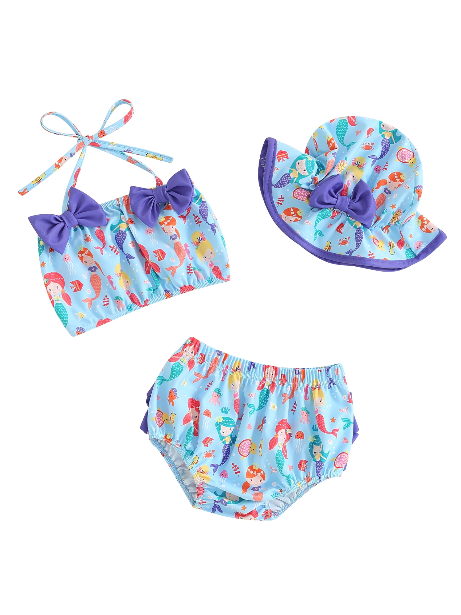 jaweiwi Toddler Baby Girls Swimsuit Bikini Set 0 3 6 12 18 24 Months 2T 3T Strawberry/Mermaid ...