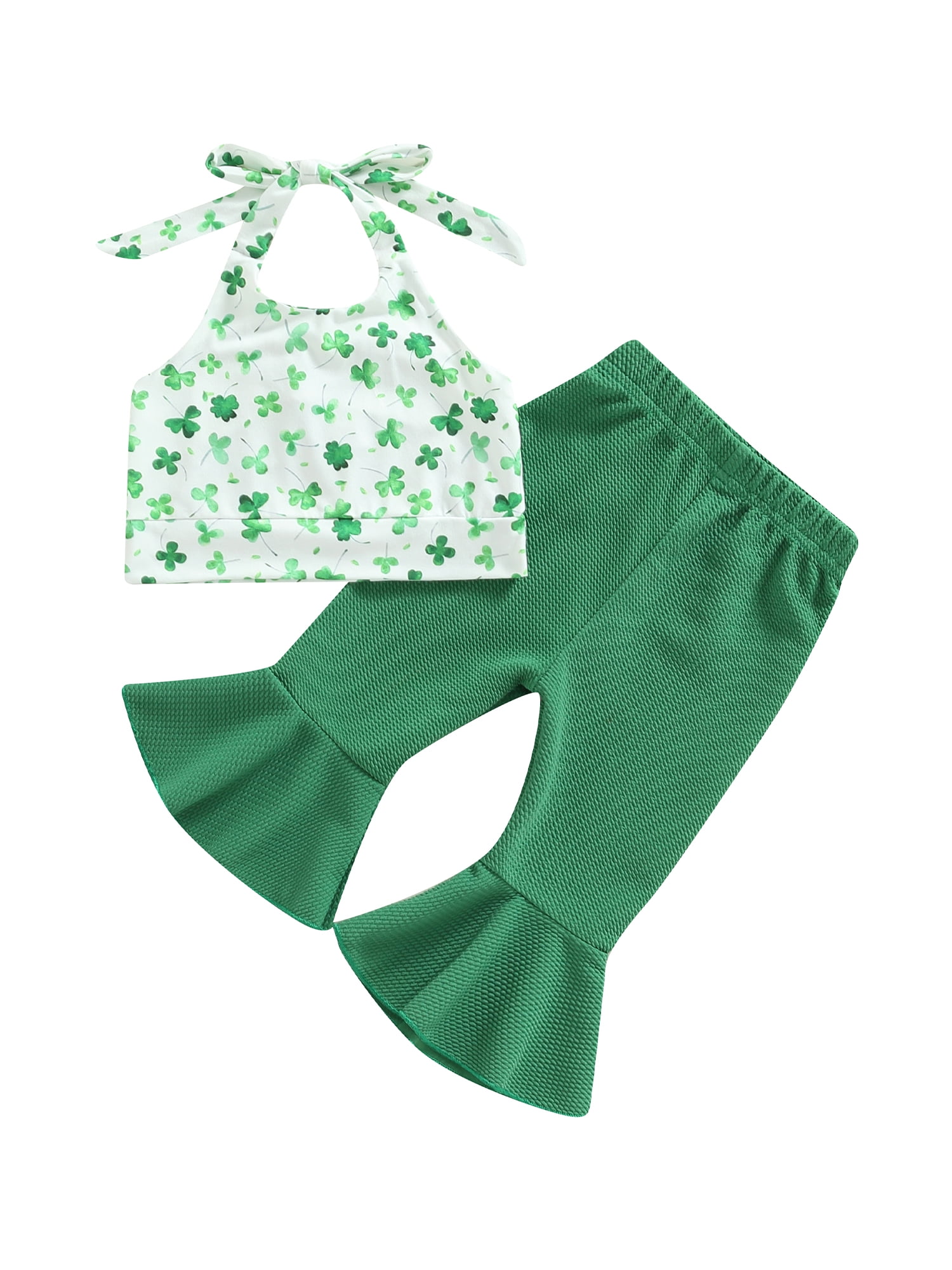 jaweiwi Toddler Girl 2Pcs Spring Outfits Set, Shamrock Print Sleeveless ...