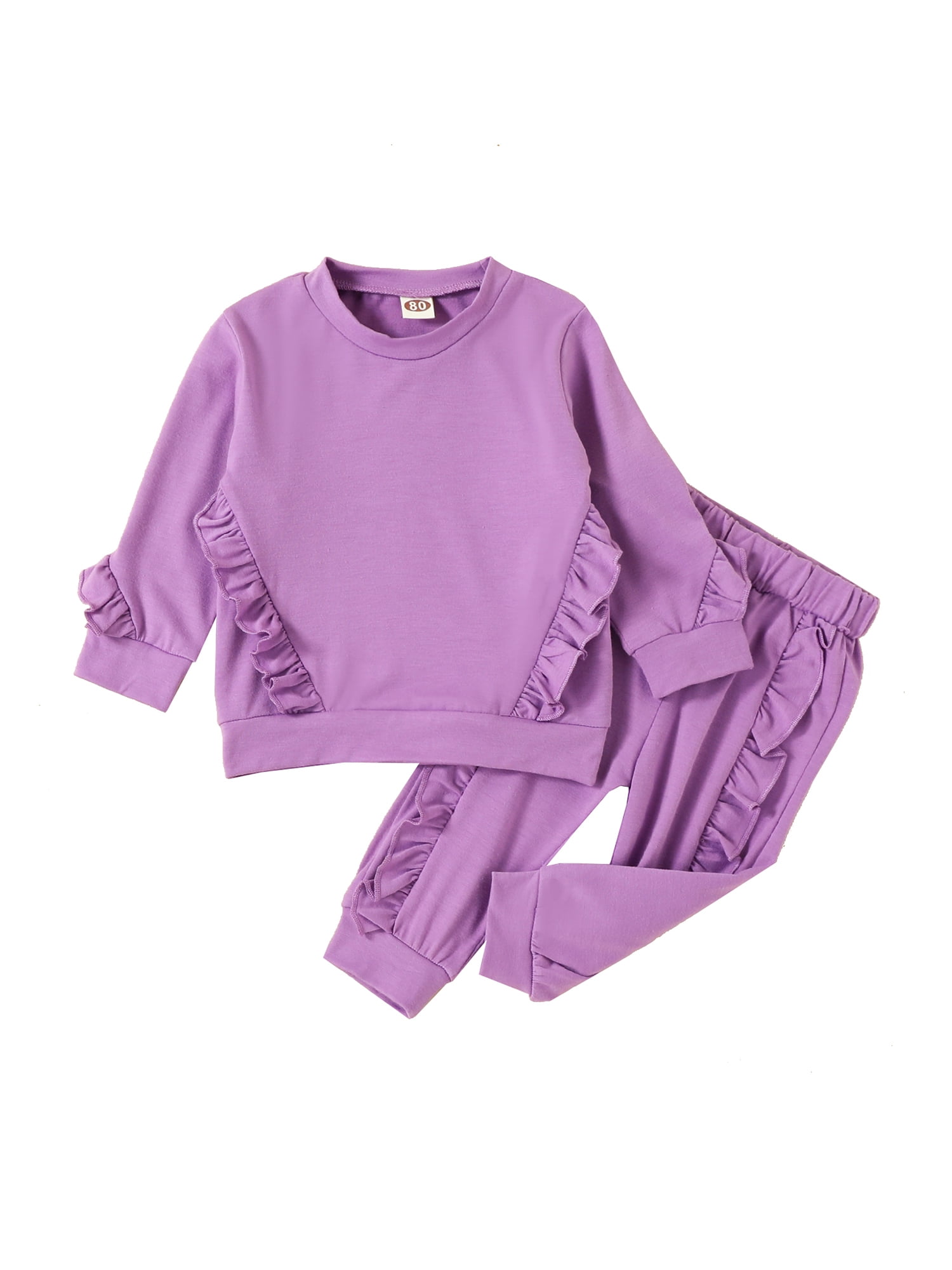 jaweiwi Toddler Girls Autumn Clothes Set Long Sleeve O Neck Ruffle Tops ...