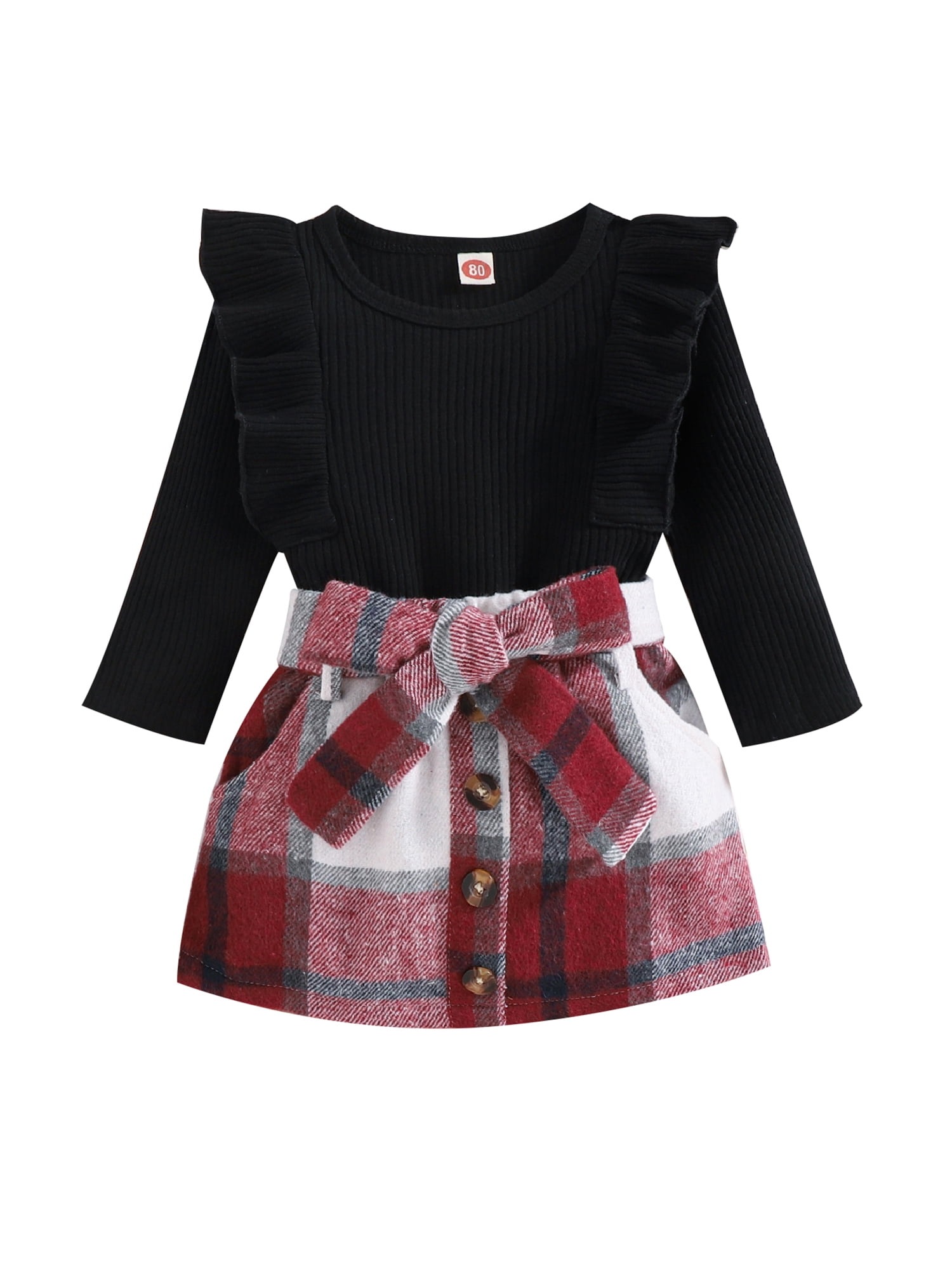 jaweiwi Toddler Girls Autumn Clothes Sets Solid Color Long Sleeve ...