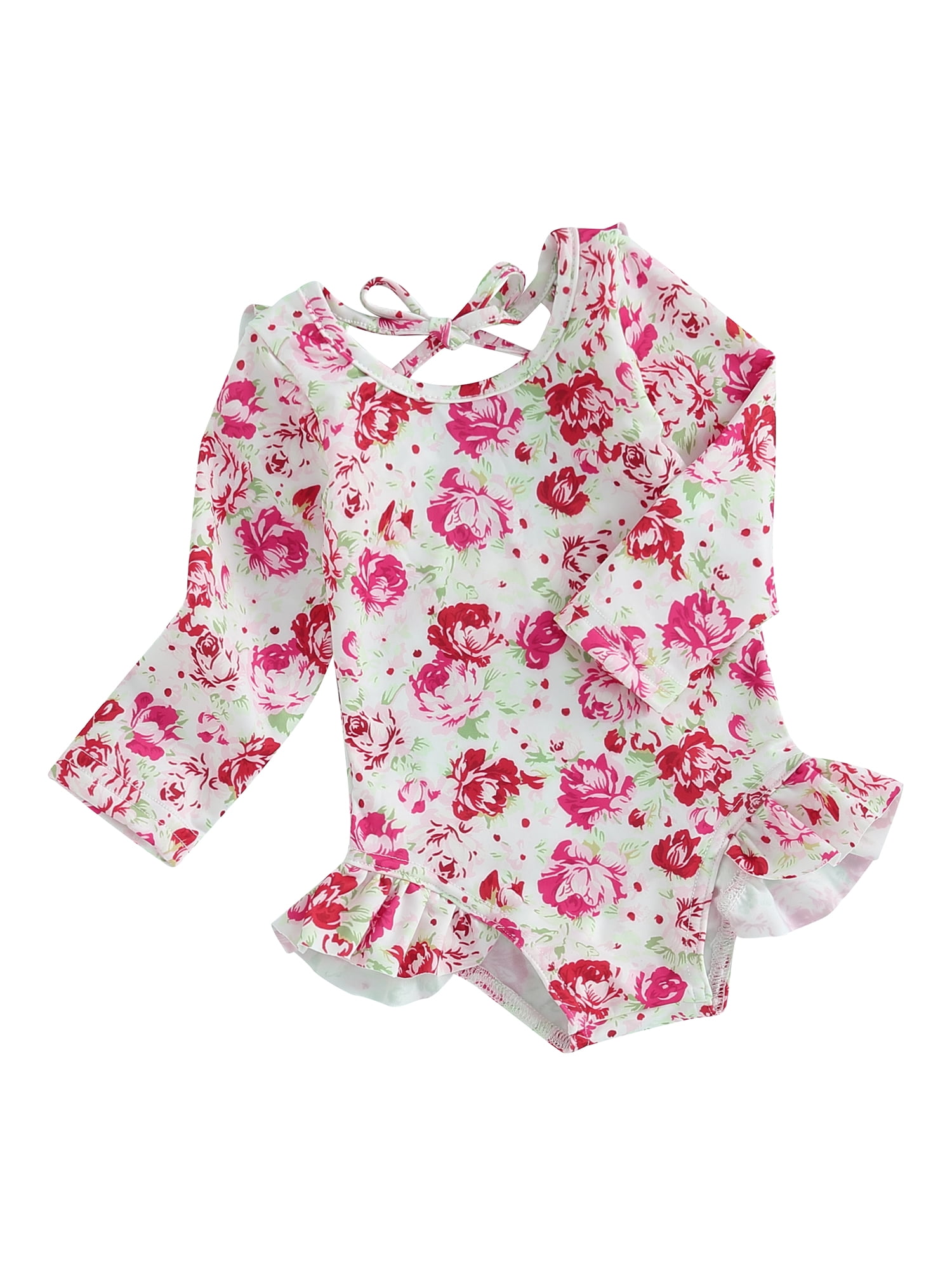 jaweiwi Toddler Girls Rash Guard Swimsuit Rompers 6 12 18 24 Months 2T 3T 4T Long Sleeve Floral ...
