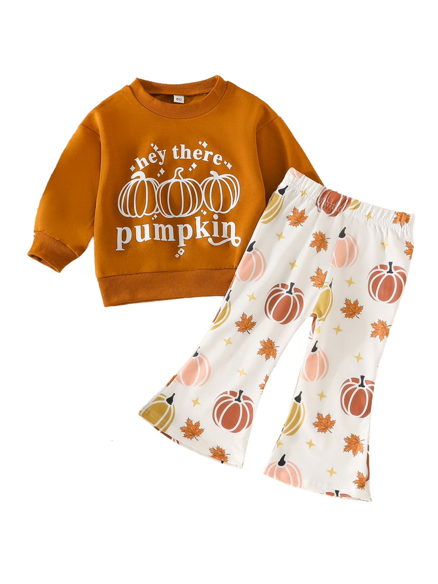 jaweiwi Toddler Kids 2 Piece Halloween Outfits 6M 12M 18M 24M 2T 3T 4T Little Girl Pumpkin Print ...