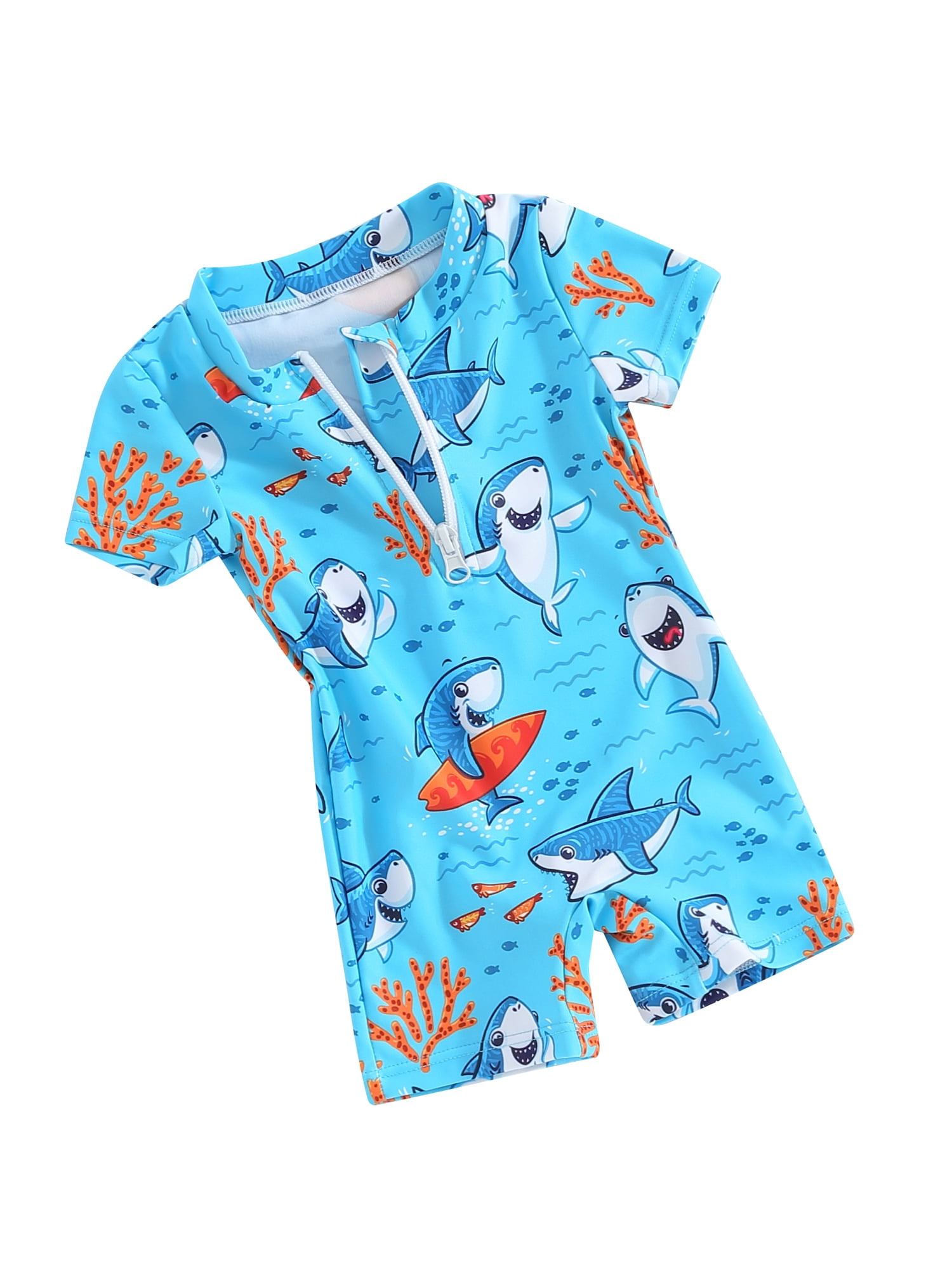 jaweiwi Toddler Kids Boys Rash Guard Swimsuit Rompers 0 3 6 12 24 Months 2T 3T Zipper Short ...
