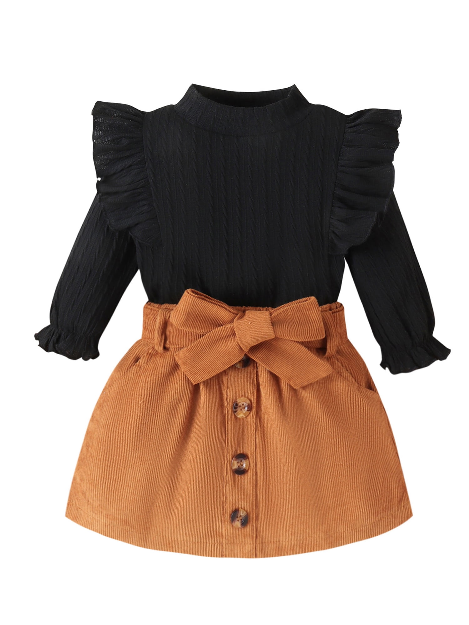 jaweiwi Toddler Kids Girls 2Pcs Fall Outfits 12M 18M 24M 2T 3T 4T 5T 6T 7T Ruffle Long Sleeve ...