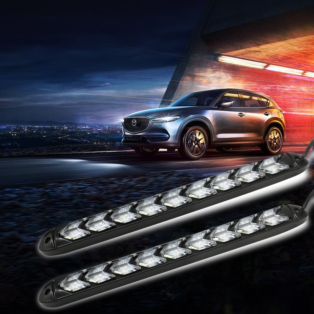 jaxiria 9 LED Arrow STF9 DRL Switchback Strips -White Amber Daytime ...