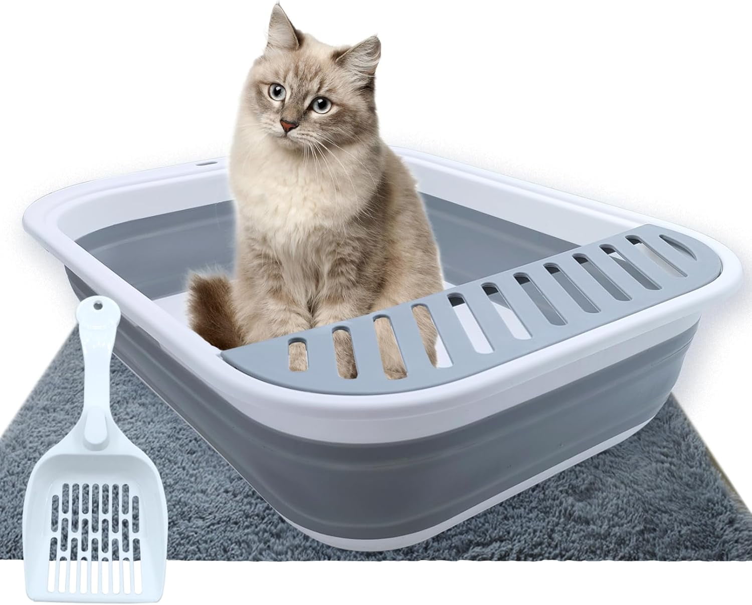 jdysxvum Collapsible Small Cat Litter Box,Open Top Cats Litter Pan with ...