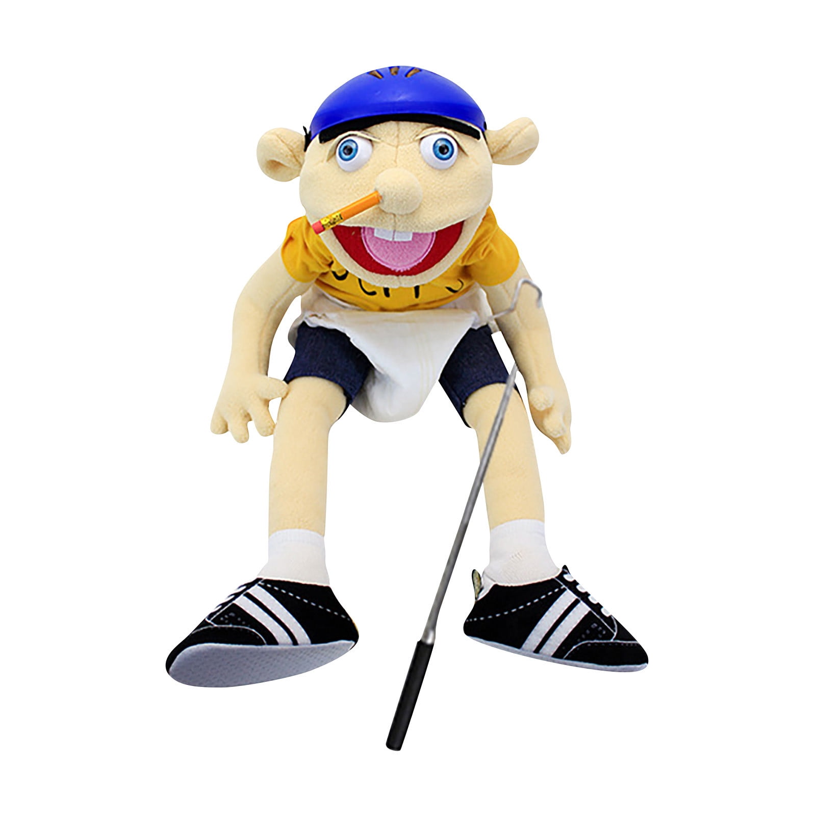 jeffy puppetsPlush Toy Doll with Blue Helmet and Yellow Shirt, Soft and ...