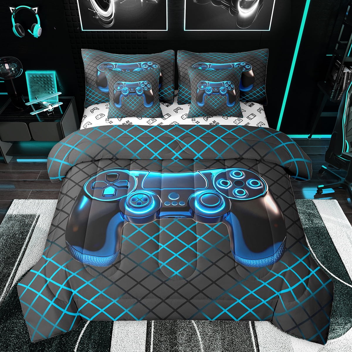 jejeloiu 3D Console Lovers 7-Piece Twin Bedding Sets,Modern Video Game ...