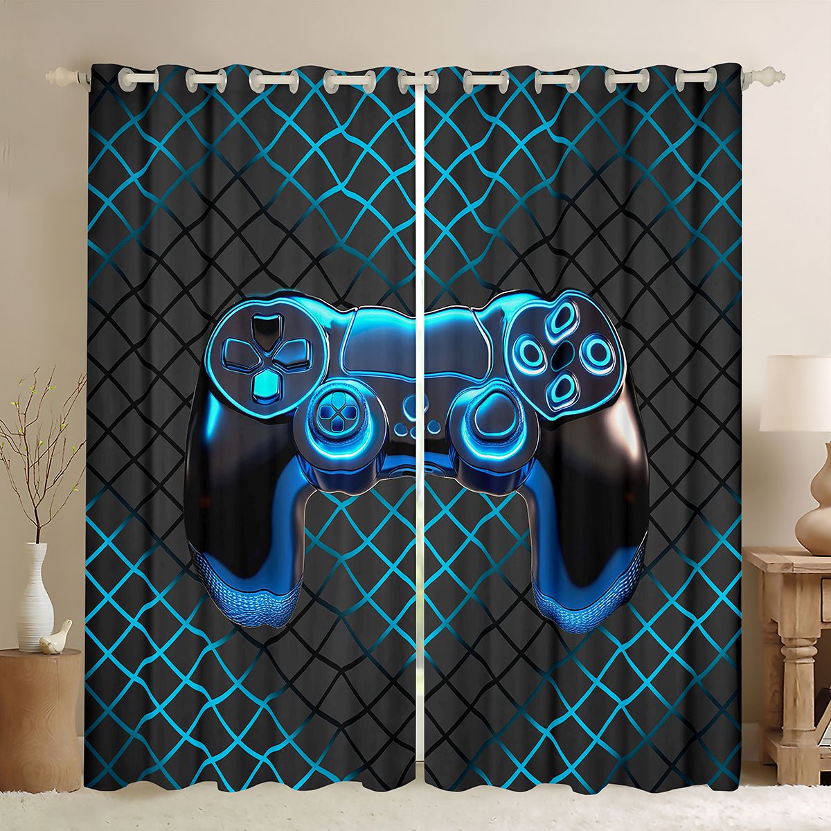 jejeloiu 3D Console Lovers Blackout Curtains Set of 2 (52x84 Each ...