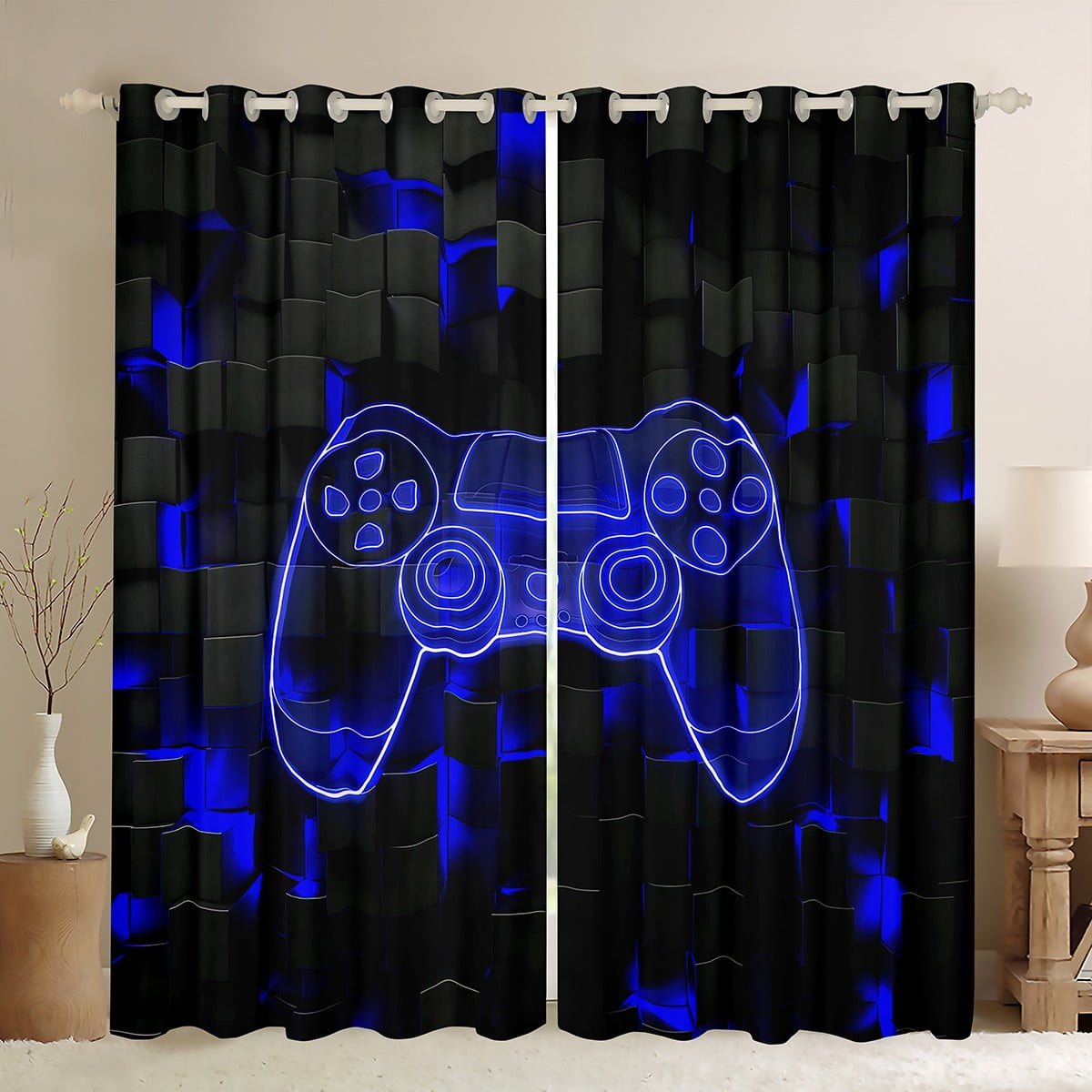 jejeloiu 3D Console Lovers Curtains Pack of 2 (42x84 Each),Modern Video ...