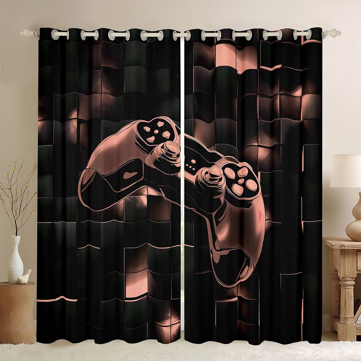 jejeloiu 3D Console Lovers Curtains Pack of 2 (42x84 Each),Modern Video ...