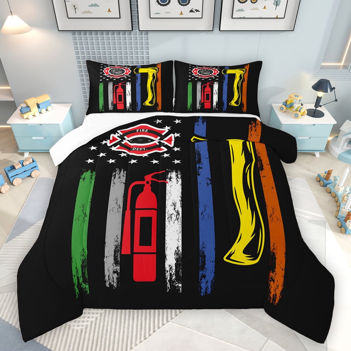 jejeloiu Abstract American Flag Bedding Comforter Set,Watercolor ...