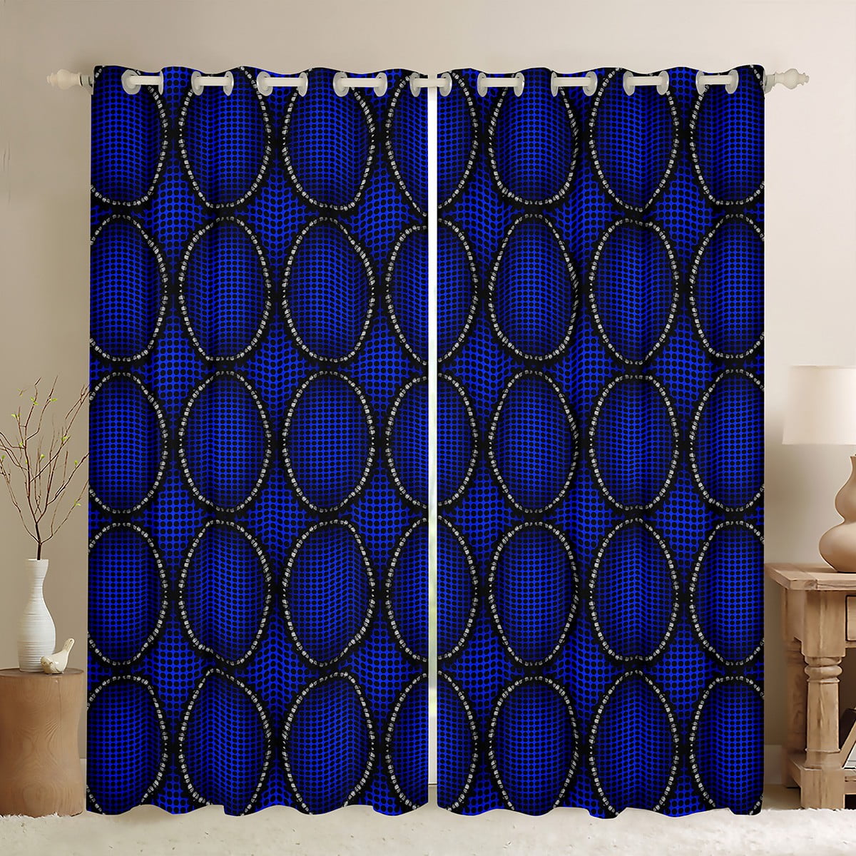 jejeloiu Abstract Geometric Rhombus Curtains Pack of 2 (42x84 Each ...