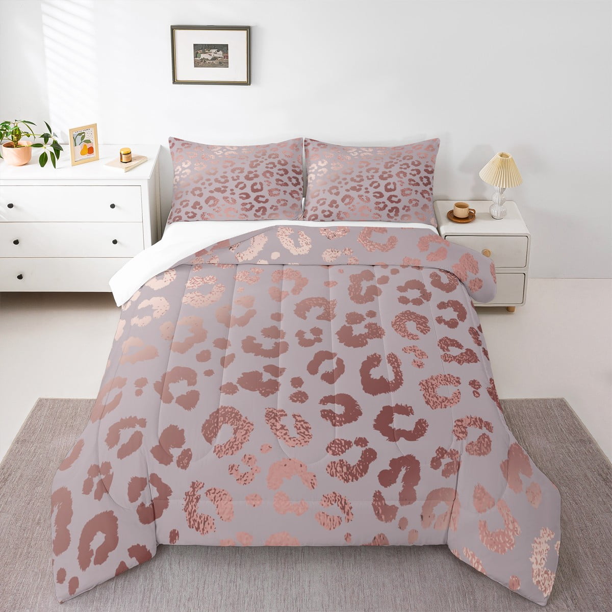 jejeloiu Abstract Leopard Print Queen Comforter Set,Cheetah Pattern ...