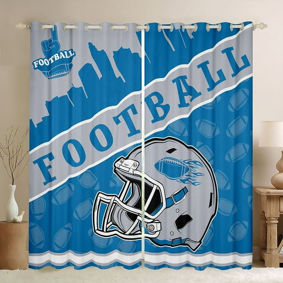 jejeloiu American Rugby Football Black Out Curtains,Gray Sport Hemet ...
