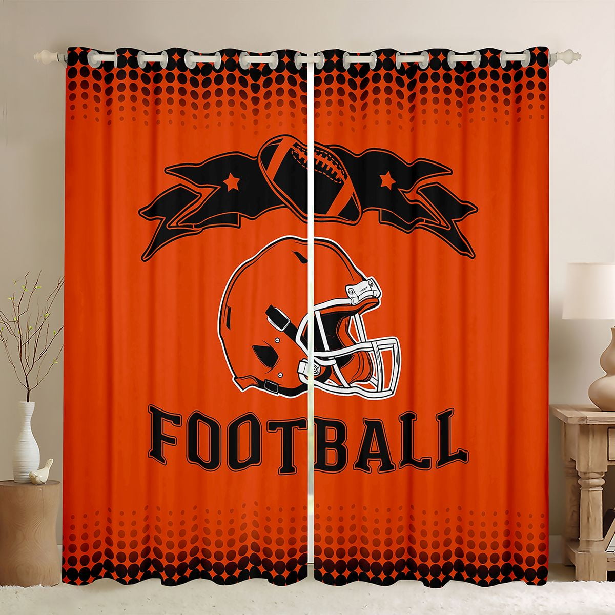 jejeloiu American Rugby Game Curtains Pack of 2 (42x84 Each),Football ...