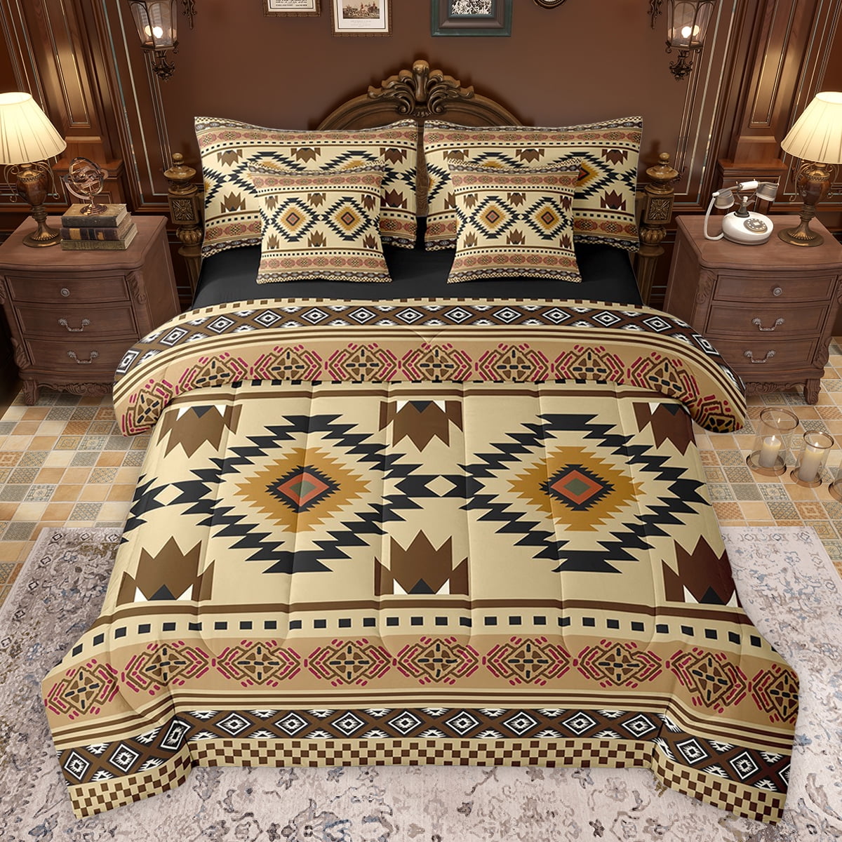 jejeloiu Ancient Bohemian Aztec 7-Piece Twin Bedding Sets,Rustic ...