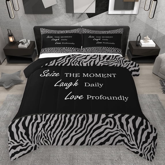 jejeloiu Animals Stripes Full Size Comforter Sets,Zebra Print Bedding ...