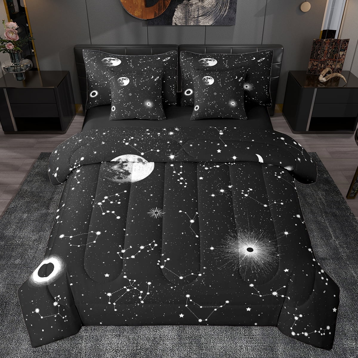 jejeloiu Astrology Theme 7pcs Bedding Comforter Set,Universe Starry ...