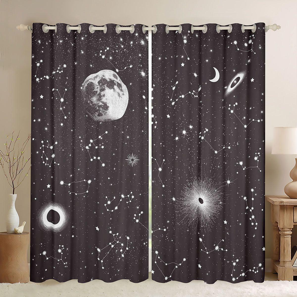 jejeloiu Astrology Theme Blackout Curtains Set of 2 (52x84 Each ...