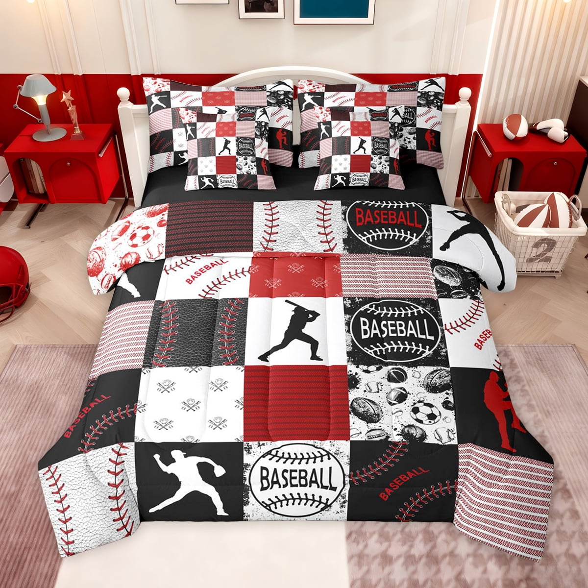 jejeloiu Ball Game Gaming 7-Piece Twin Bedding Sets,Baseball Sport ...