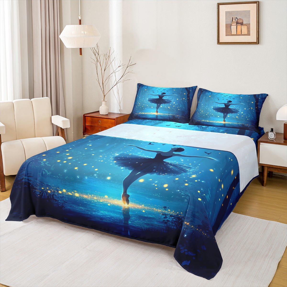 jejeloiu Ballet Dancer Bed Sheets,Ballerina Girl King Sheets,Dreamy ...