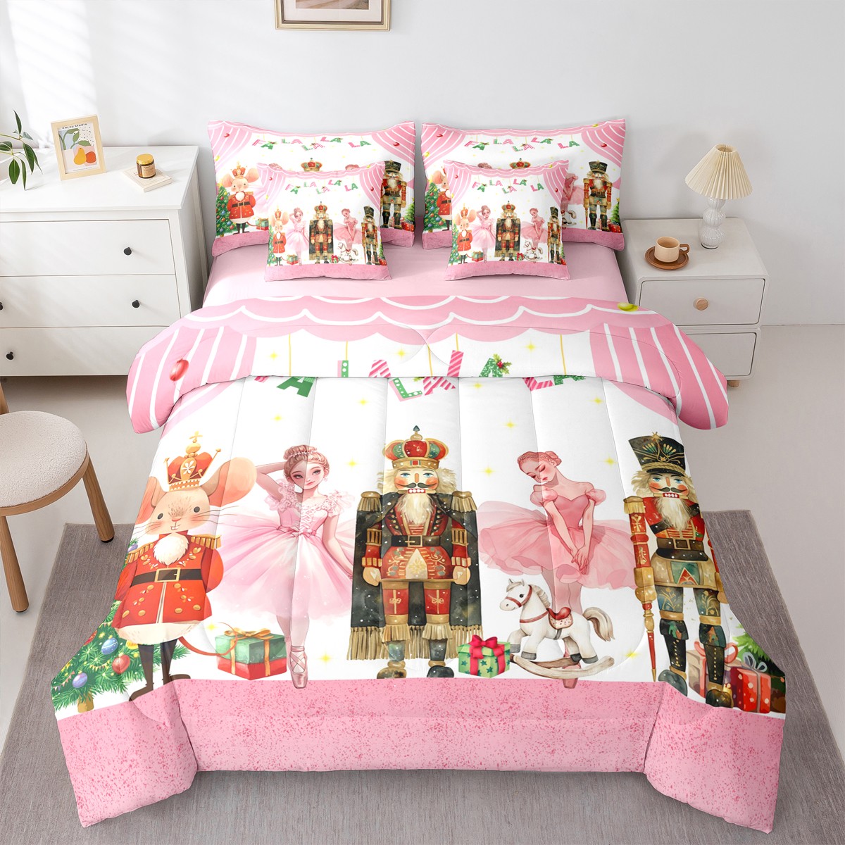 jejeloiu Ballet Princess Bedding Comforter Set 7pcs,Happy New Year ...