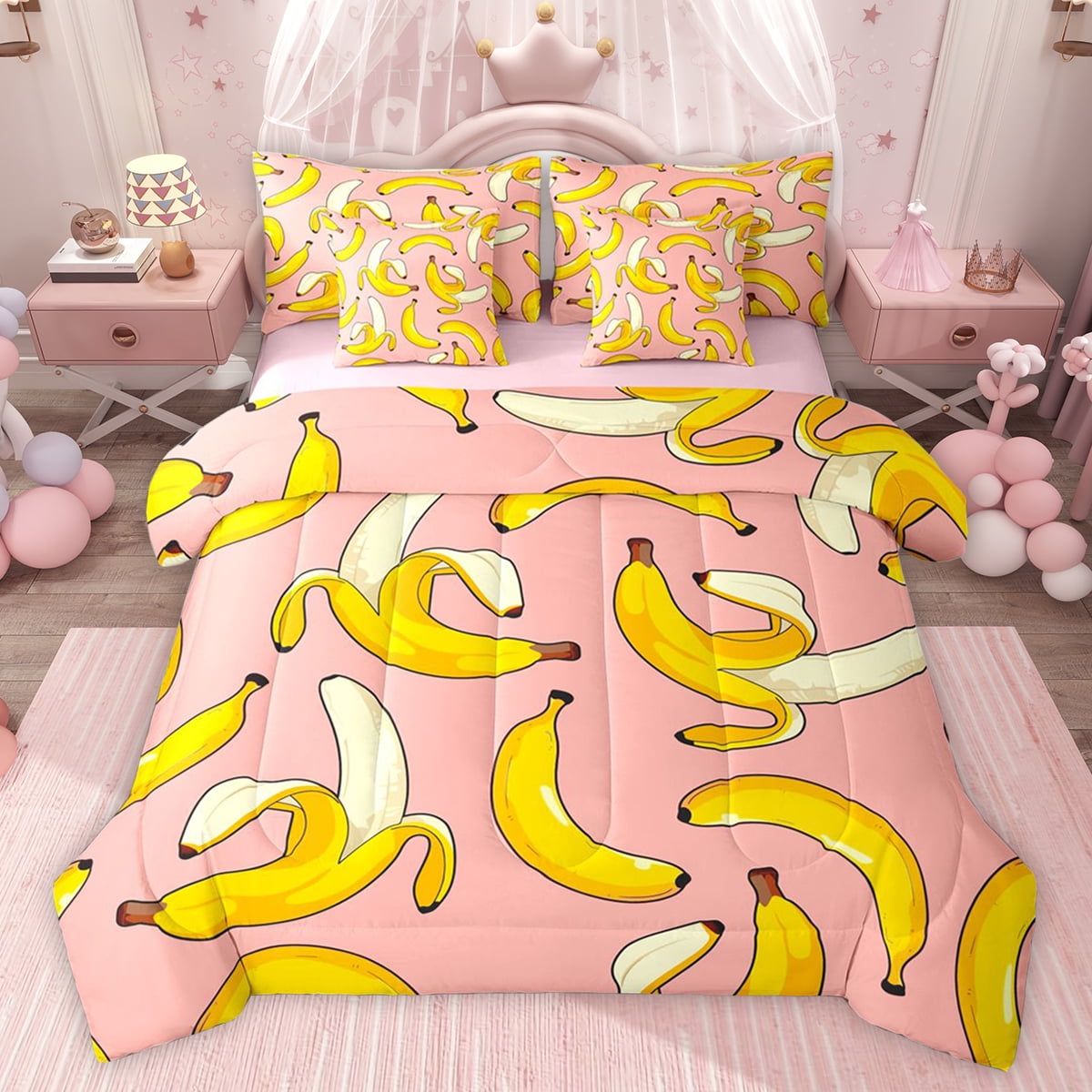 jejeloiu Banana 7-Piece Twin Bedding Sets,Tropical Fruit Bedding ...