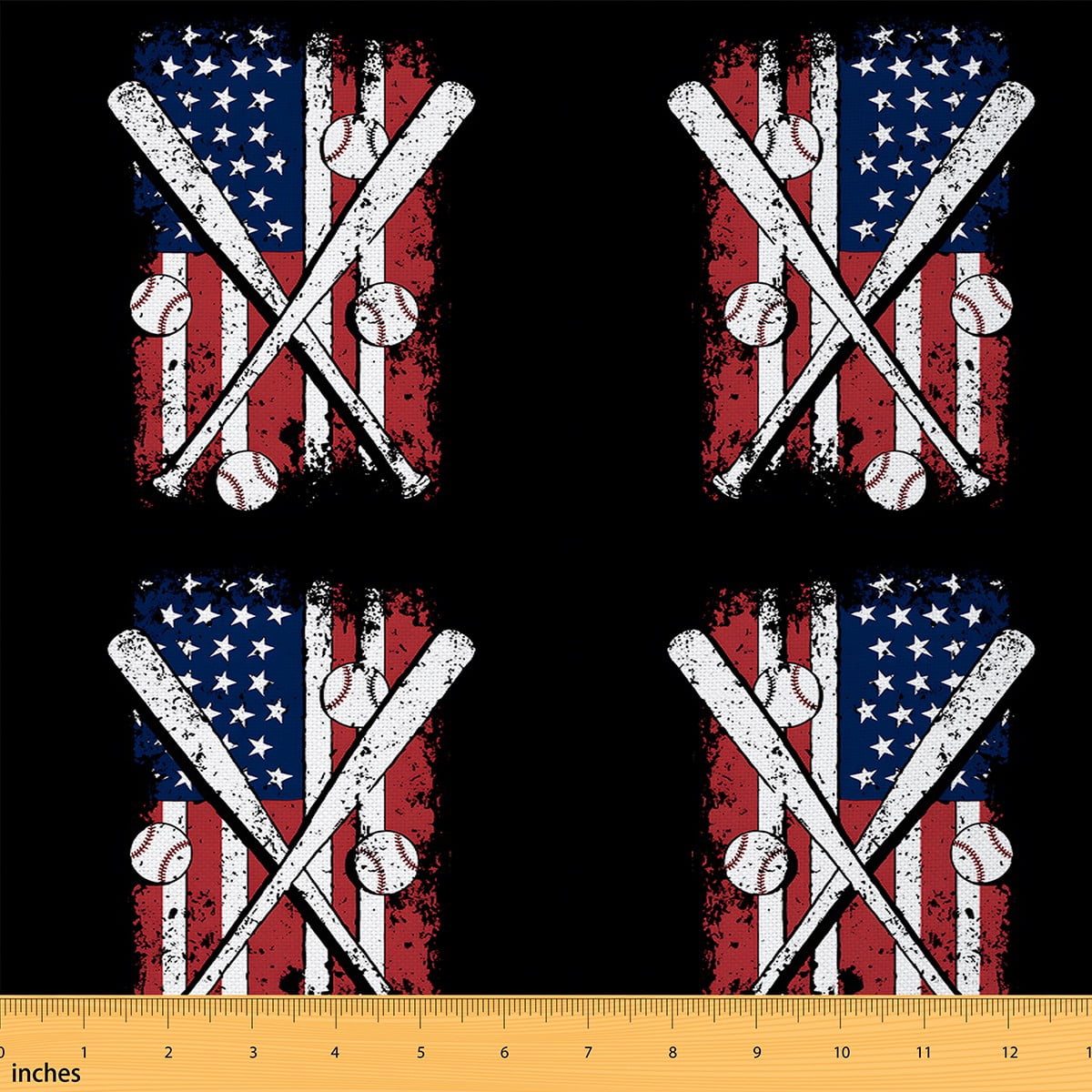 jejeloiu Baseball Fabric by the Yard 3 Yards,American Flag Sewing ...